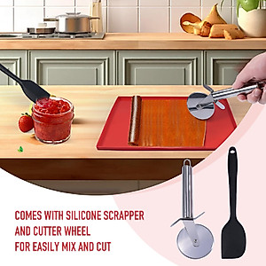 8PCS Silicone Dehydrator Trays for Fruit Leather 12 x 10 Inch Non-stick Dehydrator Mats with Edge for Fruit Vegetables Meat Herbs Liquid Crackers with Silicone Scraper and Cutter Wheel