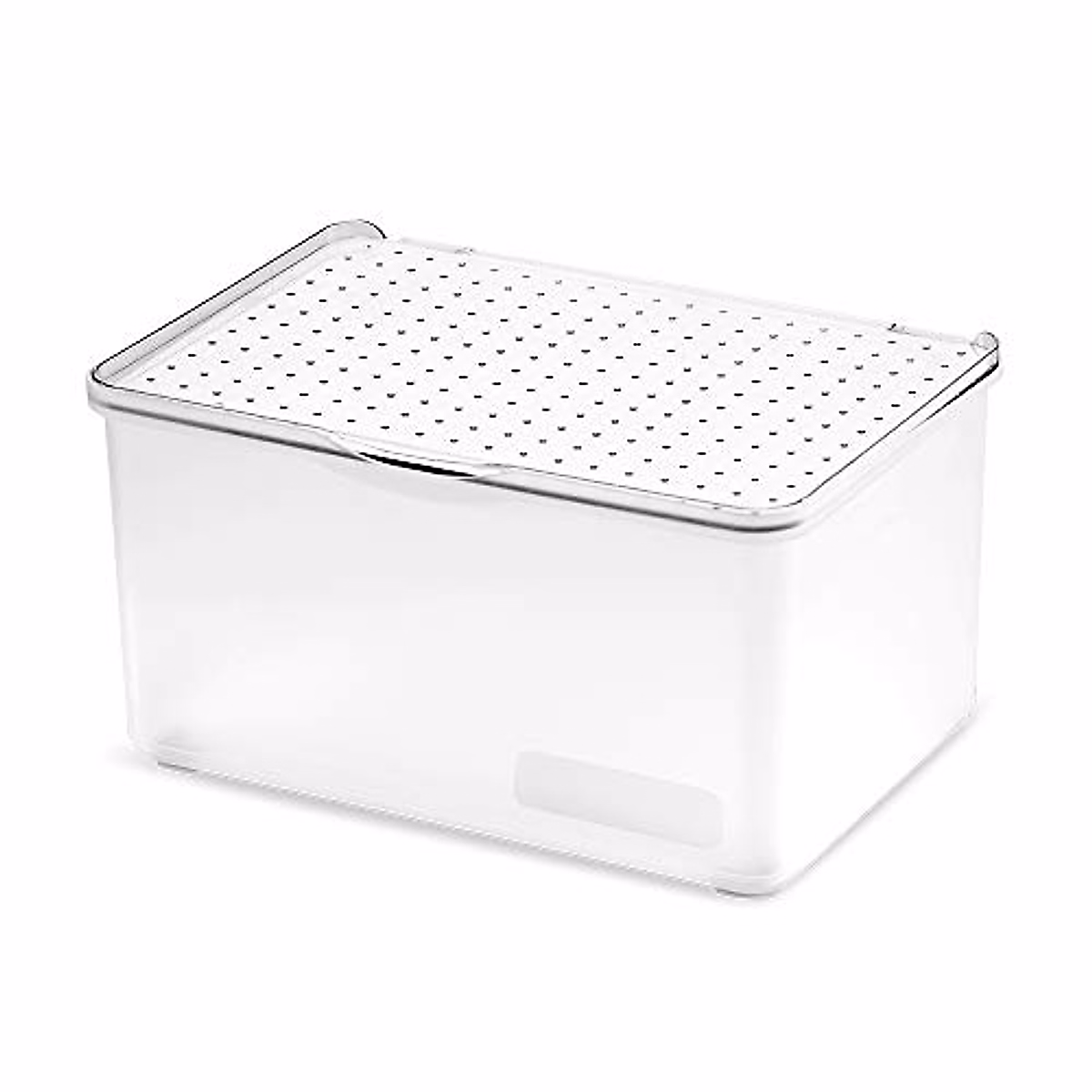 madesmart Medium Stacking Lid Storage Bin for Bathroom Organization, Plastic Bathroom Storage Bin with Dry-Erase Space, Frost