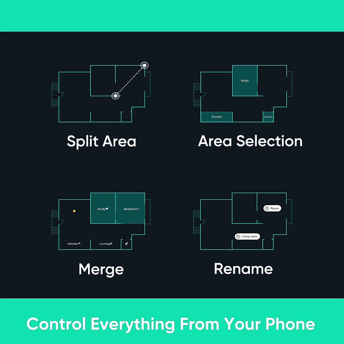WYZE Lidar Mapping Robot Vacuum, Avoids Obstacles, Wi-Fi Connected, 110min Runtime, Works with Alexa, Multi-Surface Cleaning, Black