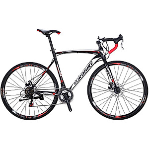 EUROBIKE YH-XC550 Road Bike for Men 54cm Frame Bicycle 700C Wheels Aluminium Rims 21 Speed Dual Disc Brake Commuter Bikes (30mm Rims)