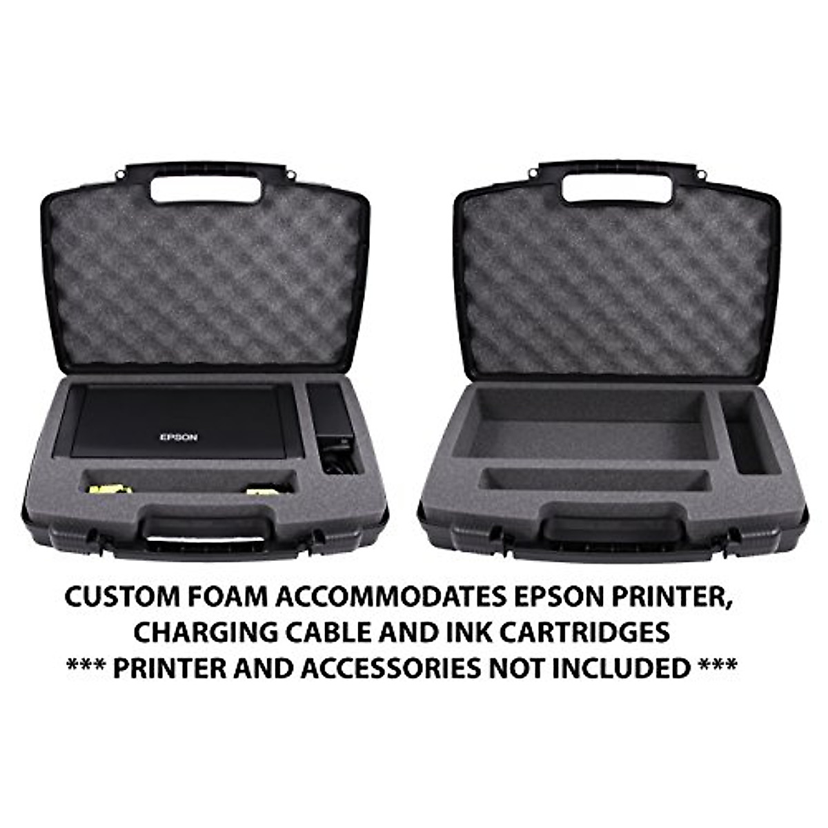 CASEMATIX Travel Case Compatible with Epson WF-100 and WF-110 Wireless Mobile Printer, Ink Cartridges, Power Adapter, Cables