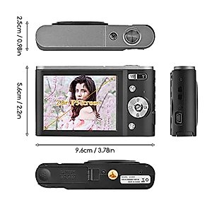 Andoer Portable Digital Camera 48MP 4K 2.8-inch IPS Screen 16X Zoom Self-Timer 128GB Extended Memory Face Detection Anti-Shaking with 2pcs Batteries 32GB Memory Card Hand Strap Carry Pouch