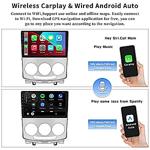 Android 11 Car Stereo for Mazda 5 2007-2012 with Wireless Apple CarPlay Android Auto,9 inch Touchscreen Car Radio with WiFi,GPS Navigation,Bluetooth,FM/RDS,SWC AUX-in,Dual USB+AHD Backup Camera