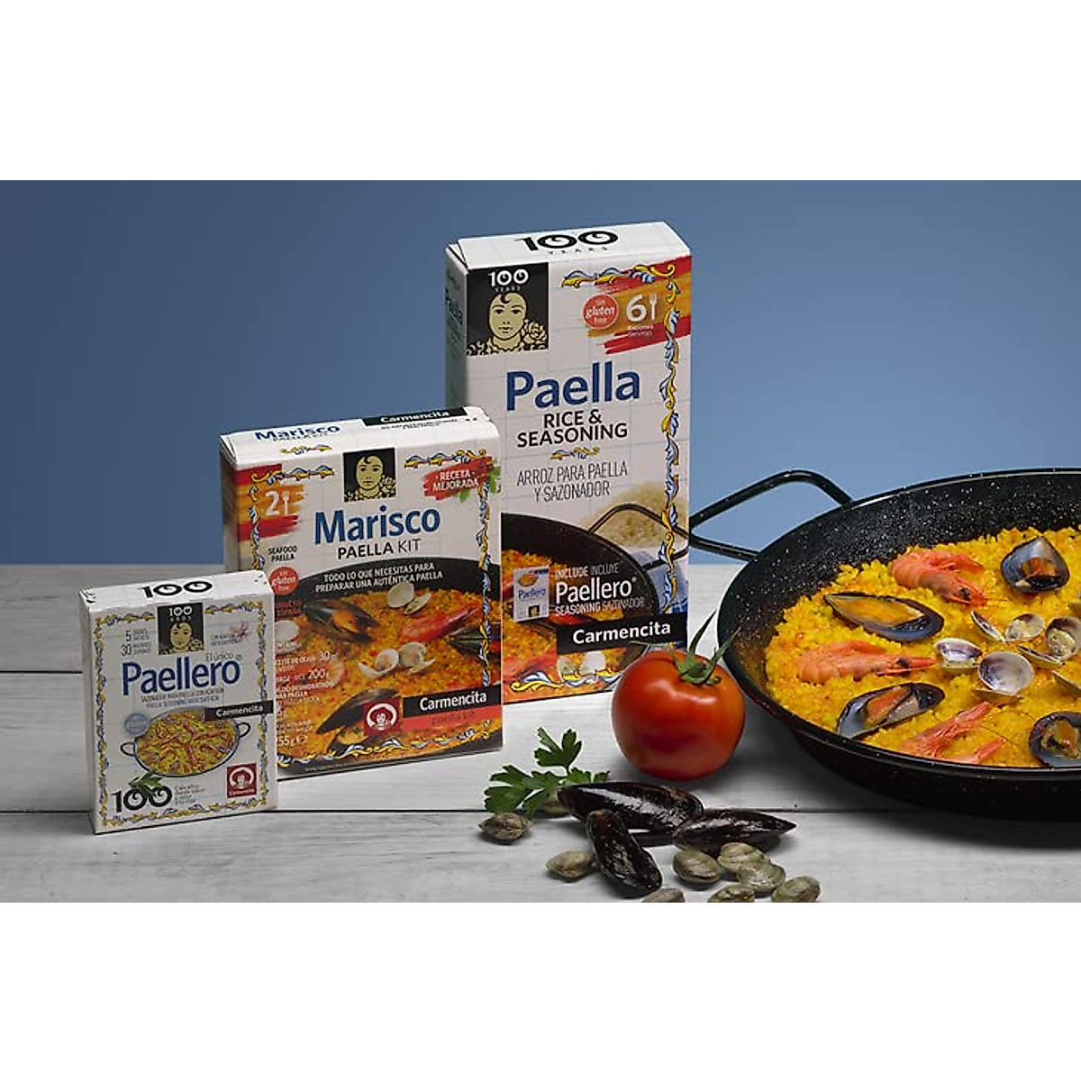 Castevia 20-Inch Enameled Steel Paella Pan, 50cm / 13 servings