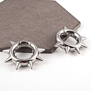 DOEARKO 2 PCS Ear Gauges Seven-Pointed Ear Weights Hangers for Stretched Ear Plugs Tunnels 316 Stainless Steel Hypoallergenic Body Jewelry (For Lobe in 0G (8mm) or Larger, Silver Fashion)