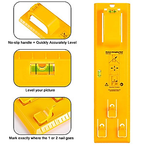 Picture Hanging Tool with Level Easy Frame Picture Hanger Wall Hanging Kit (Yellow Hanging Tool)