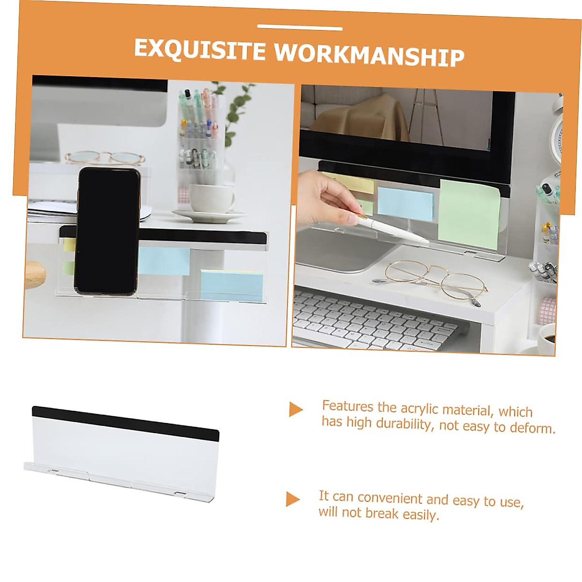 ULTECHNOVO 2pcs Message Parcel Shelf Monitor Side Panel Memo Notes Boards Memo Pad Monitor Message Memo Board Note Board Clear Stand Memo Message Board Screen Side Acrylic The Side