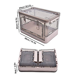 plplaaoo Stackable Storage Bin, 35L Plastic Storage Bin with 4 Wheel, Pink Double Door Foldable Storage Box with Lid for Office Home Bedroom, fits for Groceries Clothes Stationery