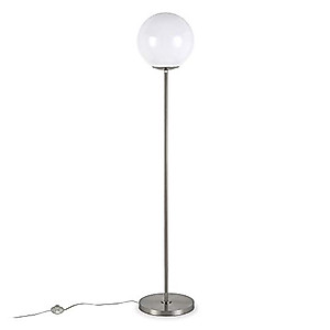Theia Globe & Stem Floor Lamp with Plastic Shade in Brushed Nickel/White