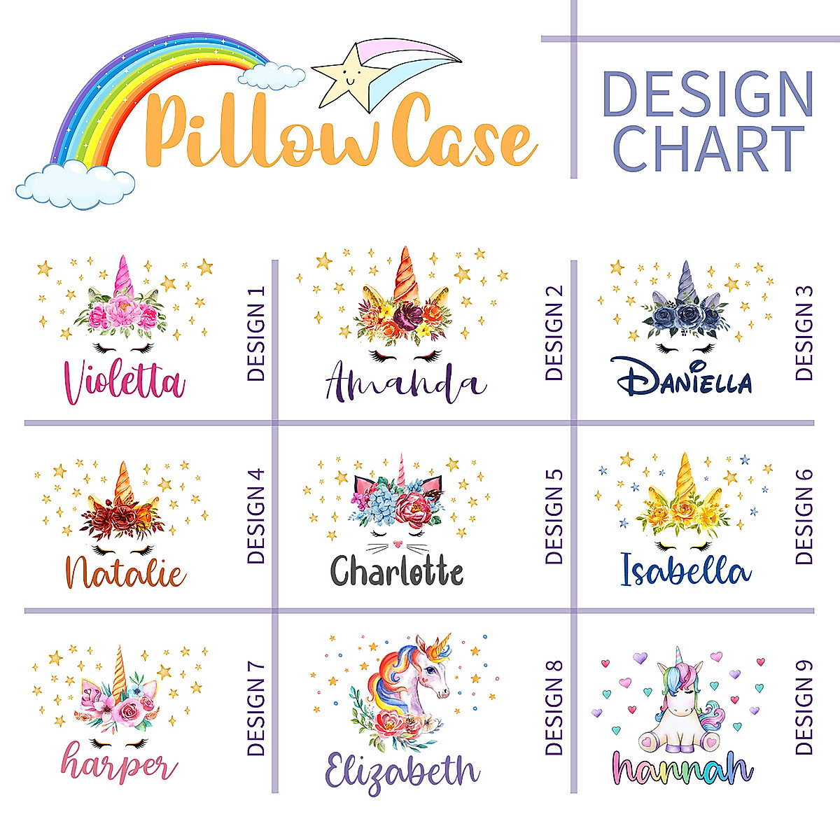 Personalized Toddler/Baby Bed Pillowcase w/Name 20"x26" - Customized Unicorn/Cat Pillow Case/Cover for Boy Girl Kids - Custom Travel/Bedding/Crib/Nursery/Infant Organic Cotton Pillowcases Sleeping C1