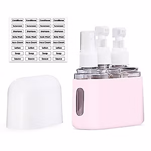 3 in 1 Leak Proof Travel Bottles,TSA Approved Leak-Proof Toiletry Products,Labelled Liquid Used In Shower Gel,Shampoo,Conditioner,Facial,Clenaser(Pink)