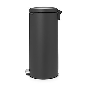 Brabantia newIcon Pedal Bin with Plastic Insert, Dustbin, Step Trash Can, Mineral Infinite Grey, 30 L, 114663