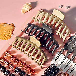 YANRONG Brown Hair Accessories Set Women Girls No Crease Elastic Rubber Bands for Thick Hair & Thin Hair Fashion Hair Claw Set (Barrettes Hair Ties 1065PCS）