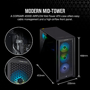 Corsair Vengeance a7300 Series Gaming PC - Liquid Cooled AMD Ryzen™ 7 7700X CPU - NVIDIA® GeForce RTX™ 4070 Graphics - 32GB Vengeance RGB DDR5 5600MHz Memory - 1TB M.2 NVMe SSD - Black