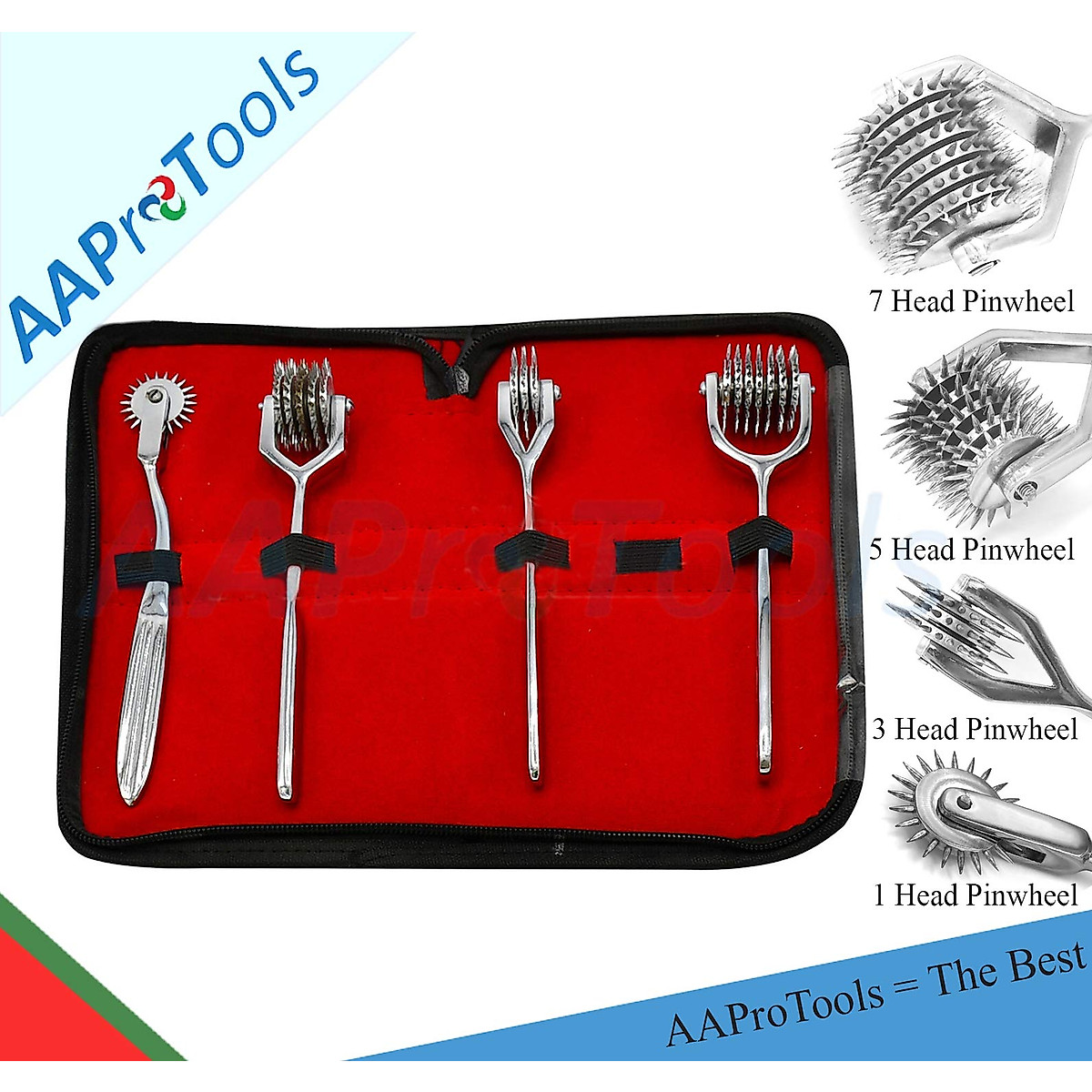 AAProTools Special Edition Pinwheel WARTENBERG Neurological Sensory Diagnostic, 1,3,5,7 Set with Case