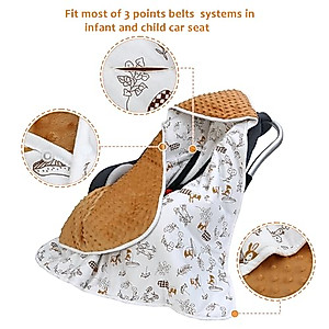 Miracle Baby Swaddling Blanket for Baby Seat,100% Cotton 35"x35" Winter Baby Car Seat Blanket Universal Baby Blanket for Baby Seat Car Seat Pram Buggy, Bunny