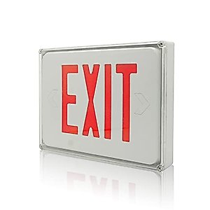 eTopLighting LED Exit Sign Emergency Light, Wall or Ceiling Mount LED Exit Lighting, Battery Backup, Red Lettering, AGG745