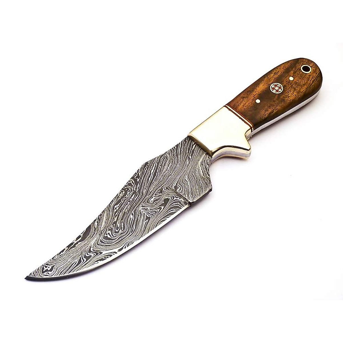 Rare Custom Damascus Full Tang Bushcraft Skinning Knife Hunting Knife | Best Quality Outdoor Knife Camping Knife | Cow Horn Handle with Free Genuine Leather Sheath (S-74)