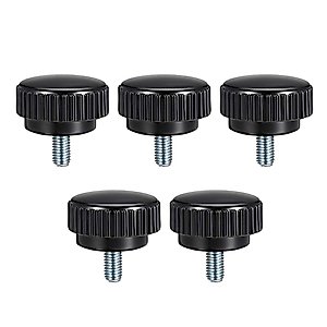 uxcell M8 x 15mm Metric Male Thread Knurled Clamping Knobs Grip Thumb Screw on Type Hand Clamping Handle Bolt with Plastic Knobs Black 5 Pcs