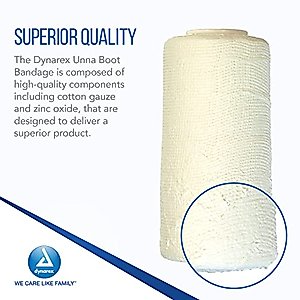 Dynarex 3454 Unna Boot Bandage, Individually Packaged, Provides Customized Compression, With Zinc Oxide, Soft Cast, 4" x 10 Yard, Pack of 12
