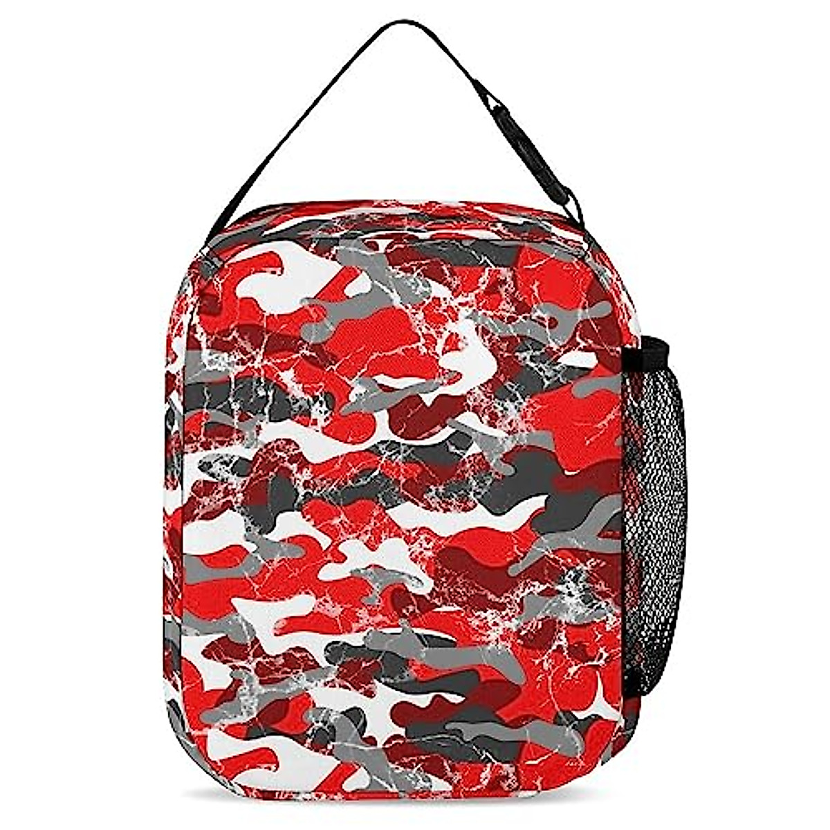 DTCCET 3PCS Classic Red Camo Backpack Set, Lightweight Camo Daypack 3D Printed Laptop Bag with Lunch Bags, Stylish Shoulders Backpack with Multiple Pockets(Red Camo)