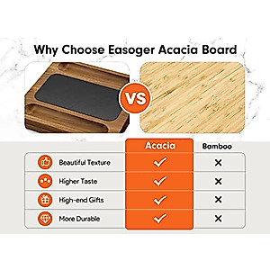 Easoger Acacia Cheese Board and Knife Set - 28" × 11" Extra Large Charcuterie Board Set, Magnetic 3 in 1 Cheese Tray Platter with Rich Accessories, Gift for House Warming, Anniversary, Christmas