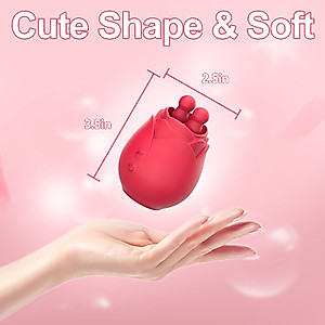 Double Tongue Licking Kneading Rose Swing Toy, Skin Friendly Touch Clitoral Nipple Anal Vibrators, 10 Stimulating Vibration Modes, Waterproof Sex Toy for Women Couple (Rose)