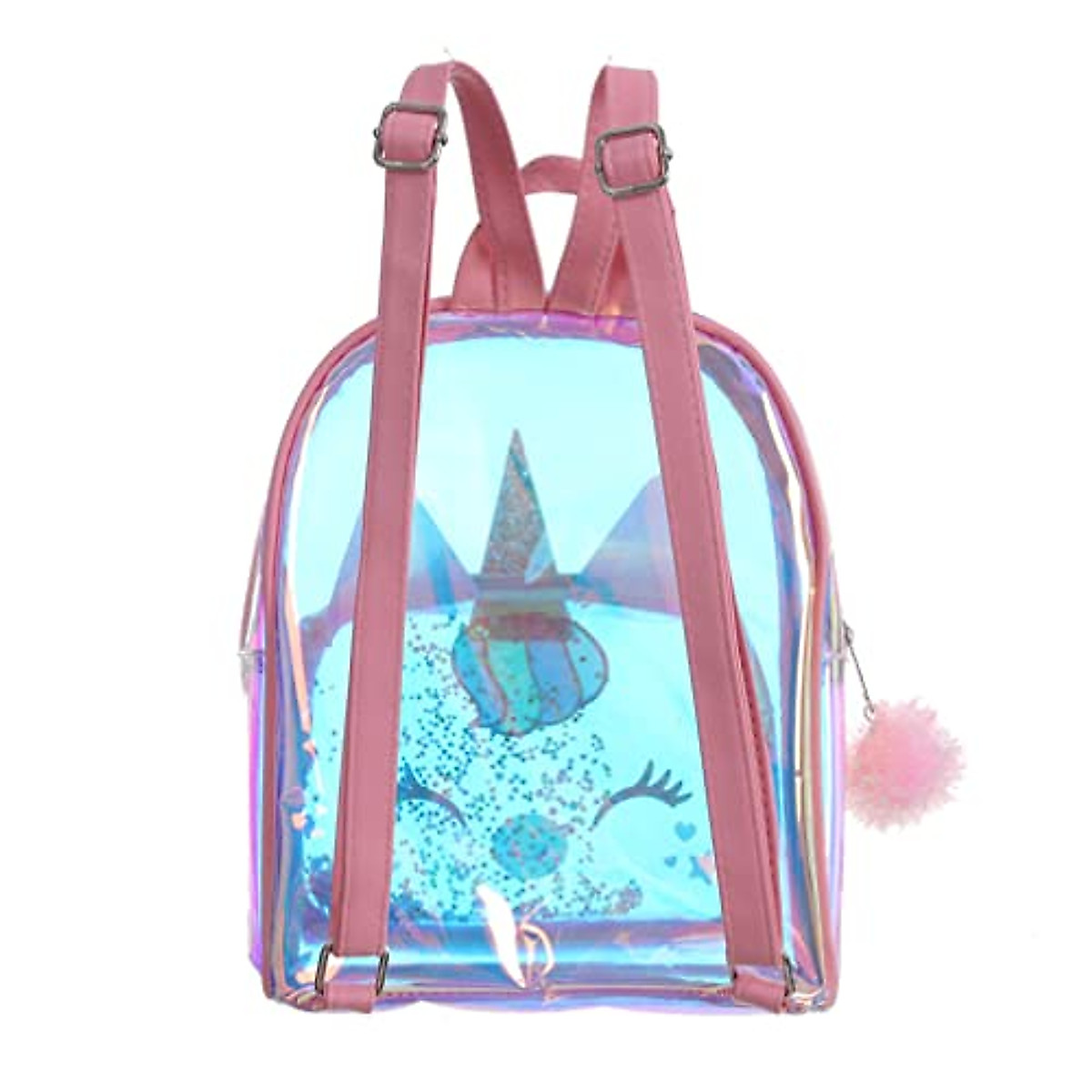 VALICLUD Clear Unicorn Backpack for Girl Holographic Backpack Clear Backpack Unicorn Transparent Backpack Clear Mini Backpack Casual Daypacks (Pink)