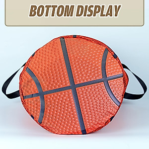 Basketball Texture Laundry Basket Ball Foldable Waterproof Oxford Cloth Funny Tote Bag Laundry Hamper Clothes Storage Bucket Toy Organizer For Bathroom/Laundry Storage/Bedroom 17.7x13.7 Inch