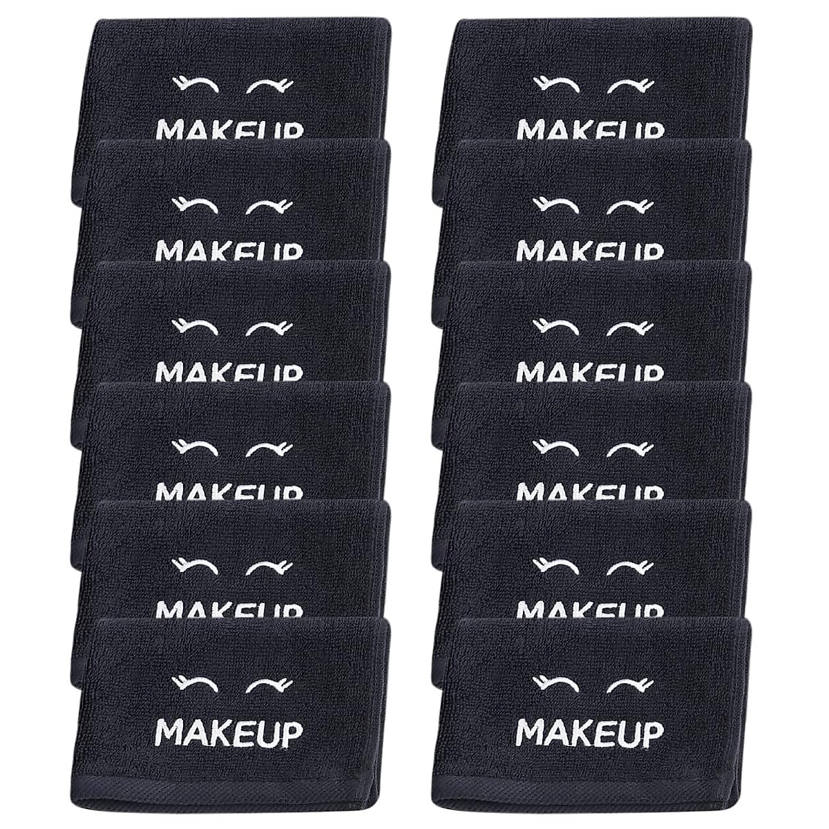 White Classic Bleach Safe Black Makeup Washcloths for Face Cleansing, 12 Pack - Super Soft Luxury Cotton Black Makeup Towels, Highly Absorbent and Quick Dry, All Makeup Remover Cloth | 13 x 13