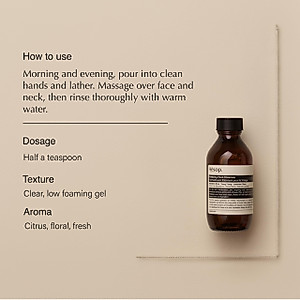 Aesop Amazing Face Cleanser - Non-Drying, Enhanced with Purifying Mandarin Rind - Cleanses Skin of Oil and Grime - 3.3 oz