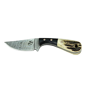 Knives Ranch Neck Knife, Small EDC Fixed Blade, Stag Handle and Fine Quality Sheath (3133-SG)