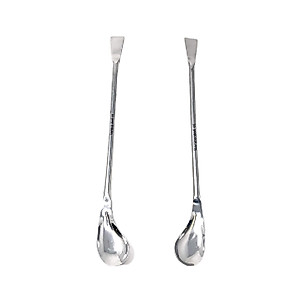 Stainless Steel Double Ended Square & Lab Spoon Sampler Lab Spatula 7″ Length (Set of 2: Right and Left Angled)