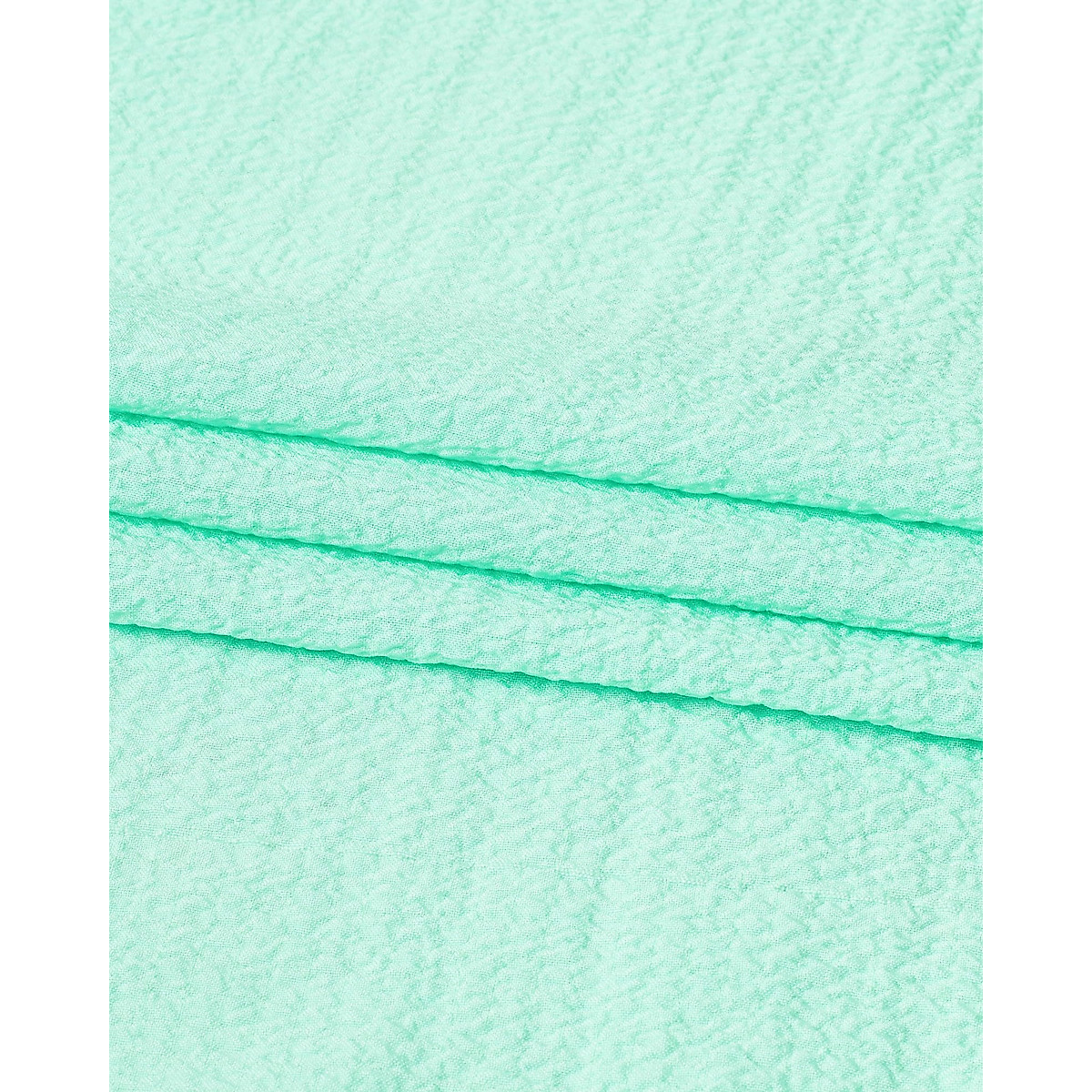 Alimens & Gentle Men's Seersucker Hawaiian Shirts Casual Short Sleeve Button Down Shirt for Men Summer Beach Shirt(Mint Green, Large)