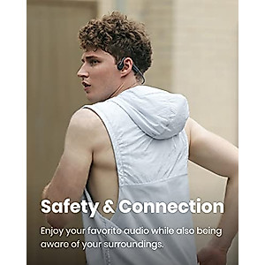 SHOKZ OpenMove - Open-Ear Bluetooth Sport Headphones - Bone Conduction Wireless Earphones - Sweatproof for Running and Workouts, with Sticker Pack (Grey)