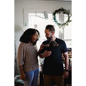 Lalabu Dad Shirt | Original Babywearing T-Shirt with Kangaroo Pouch | Baby Wrap Carrier for Newborns & Infants | Baby Wrap Carrier for Newborns | Essential for New Dads | Pure Black, L, Short Sleeve