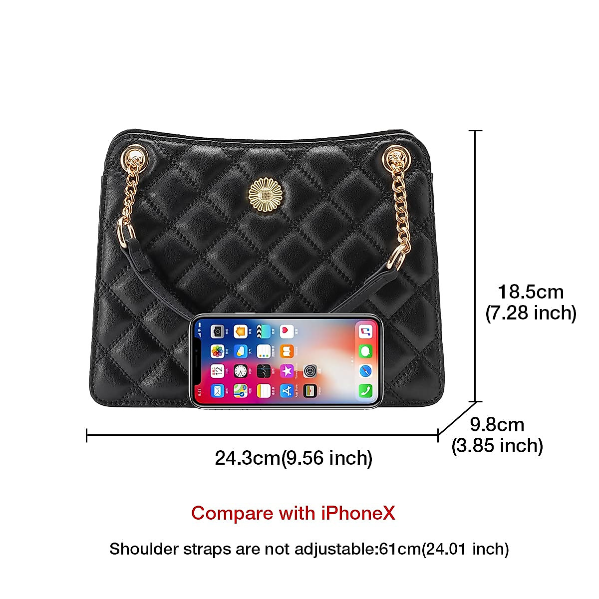 LAORENTOU Cow Leather Small Crossbody Bags for Women Quilted Handbag Purse with Chain Strap Shoulder Purse Clearance