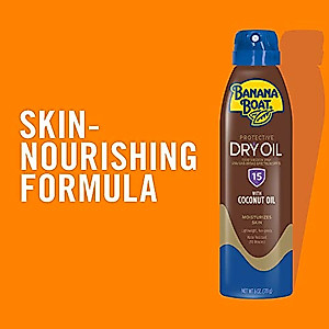 Banana Boat Protective Tanning Dry Oil Clear Spray Sunscreen SPF 15, Oxybenzone Free Sunscreen, 6oz Pack of 3, Packaging may vary