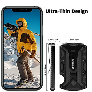 Wallet For Men - Slim Aluminum Metal Money Clip RFID Blocking, Holds up 15 Cards with Cash Clip. Ultra-Thin Minimalist Wallet, Black