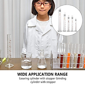 Baluue 5Pcs Glass Graduated Measuring Cylinder with Stopper Metric Scale Measuring Cup Conical Beaker Liquid Dispenser Experiment Tool for School Science 10/20/ 25/50/ 100ML