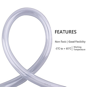DERNORD PVC Tubing 3/4"ID X 1"OD Flexible Clear Vinyl Hose 50 Feet for Food Grade