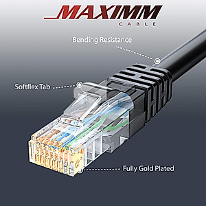 Maximm Cat 6 Ethernet Cable 6 Ft, 100% Pure Copper, Cat6 Cable (10 Pack) LAN Cable, Internet Cable, Patch Cable and Network Cable - UTP (Black) 6 Feet