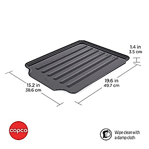 Copco Large Black Drain Board Fits Under Any Large Dish Rack to Catch Water or for Larger Pots Alone, Angled Base Allows for Self Draining with Raised Ribs to Prevent Water from Puddling