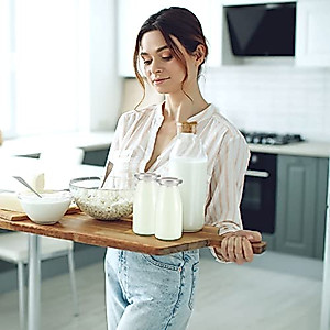 Zubebe 12 Pack 6.76 oz Small Glass Milk Bottle Clear Mini Glass Bottles with Lids Glass Juice Bottle Reusable Small Milk Jar Vintage Breakfast Shake Container for Drinking Water Juice Honey