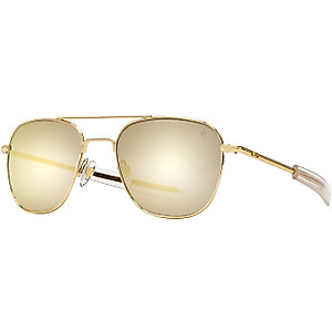 AO Original Pilot Sunglasses - Gold - SunFlash Gold Mirror AOLite Nylon Lenses - Bayonet Temple - 52-20-140