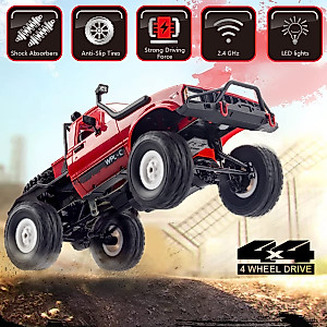 Losbenco RC Crawler 1/16 Scale RC Rock Crawler, WPL C14 All Terrain RC Car RTR 4x4 Off-Road Remote Control Trucks with LED Lights and Two Batteries for Kids and Adults