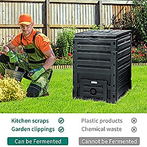YITAHOME 120 Gallon (450L) Large Outdoor Compost Bin, Composter Box with Snap-on Top Lid and Aeration System, Lightweight Garden Compost Barrel Tumbler, Easy Assembly, BPA Free