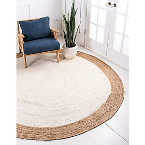 Unique Loom Braided Jute Collection Hand Woven Natural Fibers Ivory Round Rug (3' 3 x 3' 3)