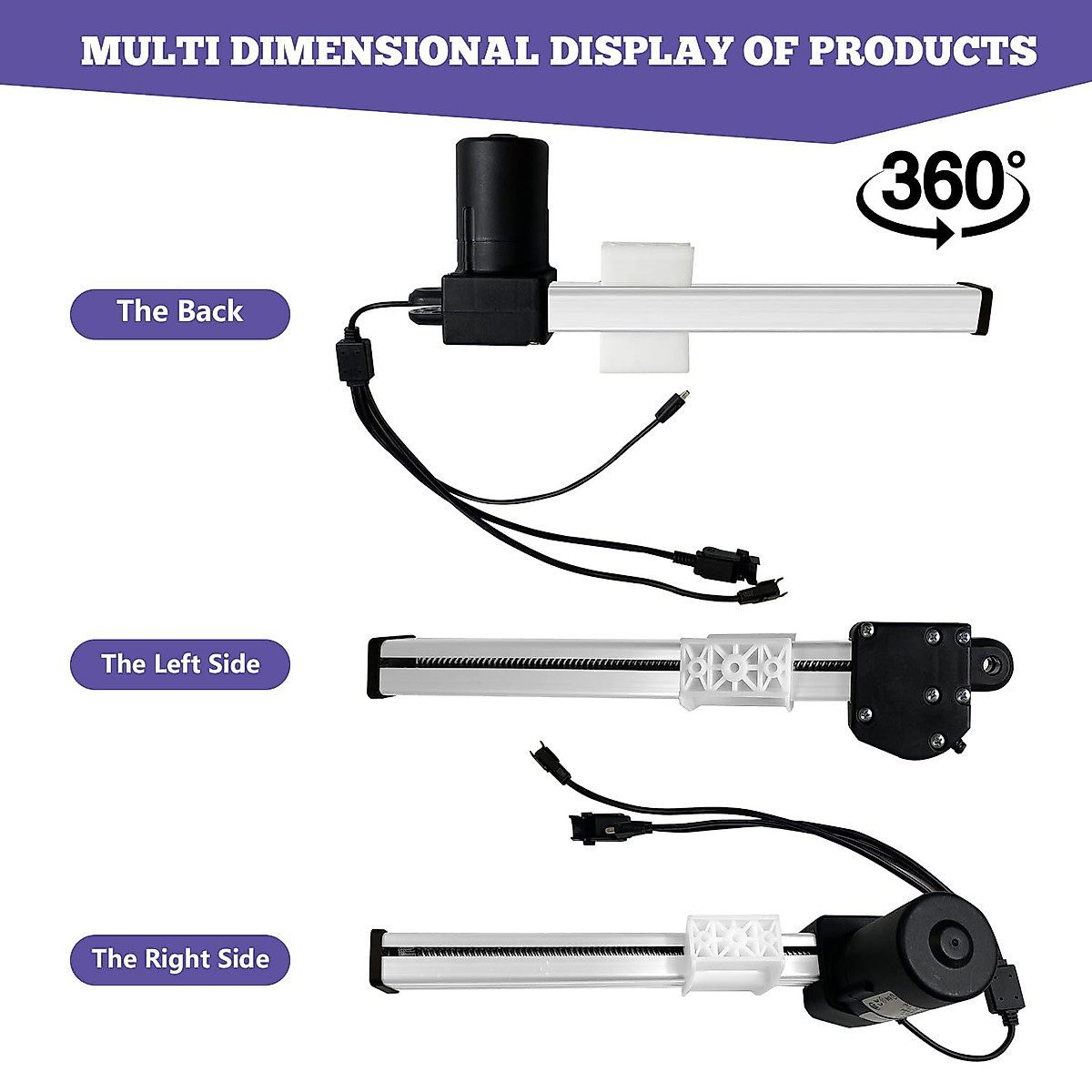 Kroshine Power Recliner Motor Replacement with Cord Model ML8-206A Linear Actuator for Sofa Lift Chair Couch Massage Seat Bed, Aluminum