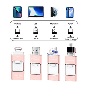 Sunany USB Flash Drive 256GB, Photo Stick Memory External Data Storage Thumb Drive Compatible for Phone, Pad, Android, PC and More Devices (Pink)